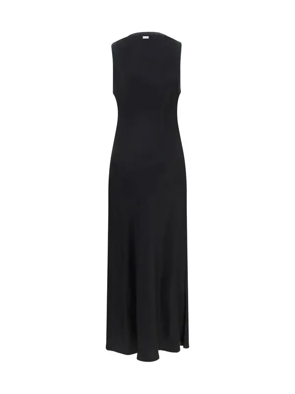 AMI Paris Sleeveless Long Fluid Satin Dress