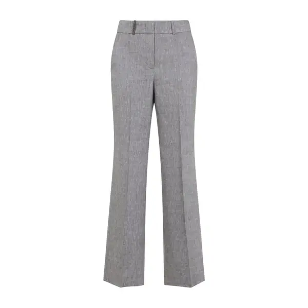 Peserico Linen And Wool Blend Pants - Brown