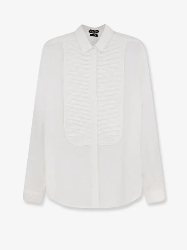 TOM FORD Silk Pleated Plastron Shirt