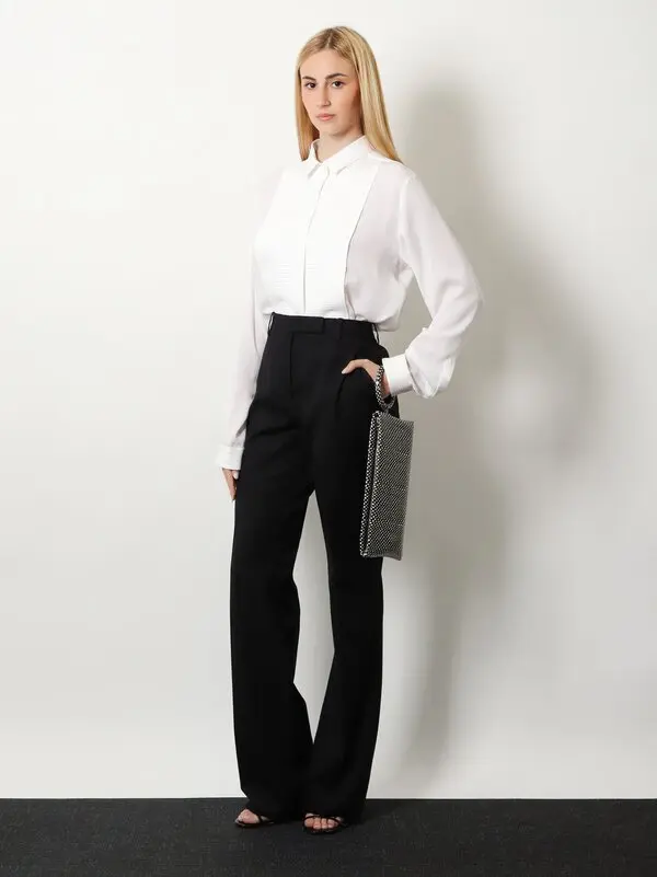 TOM FORD Silk Pleated Plastron Shirt
