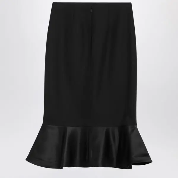Fendi Grain De Poudre Wool Midi Skirt With Peplum Silhouette