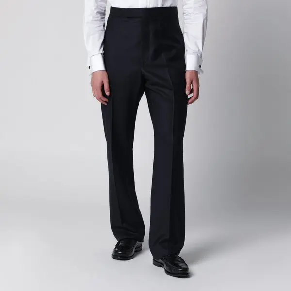 Thom Browne Navy Wool Trousers - Blue