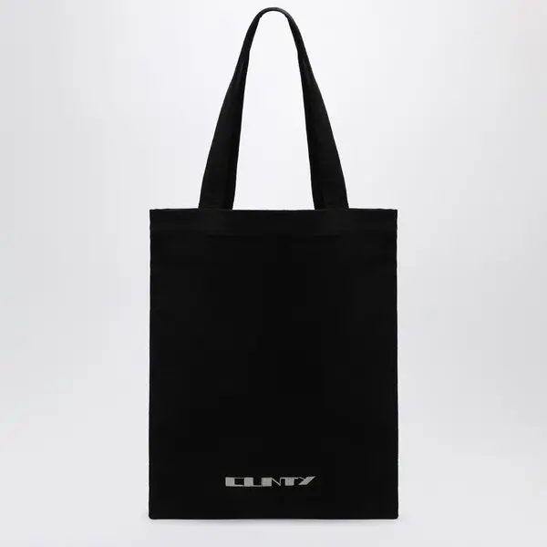Rick Owens Canvas Shopper Bag With Logo Print - Black