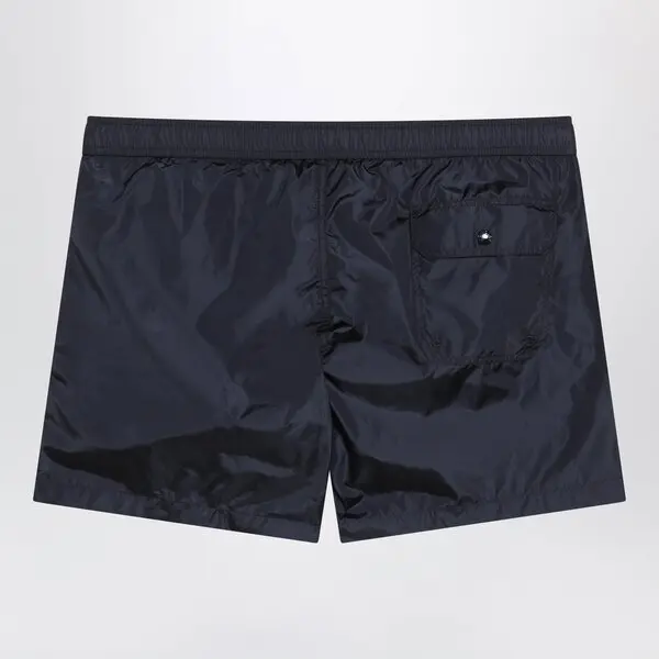 Moncler Navy Swim Shorts With Logo Patch - Blue