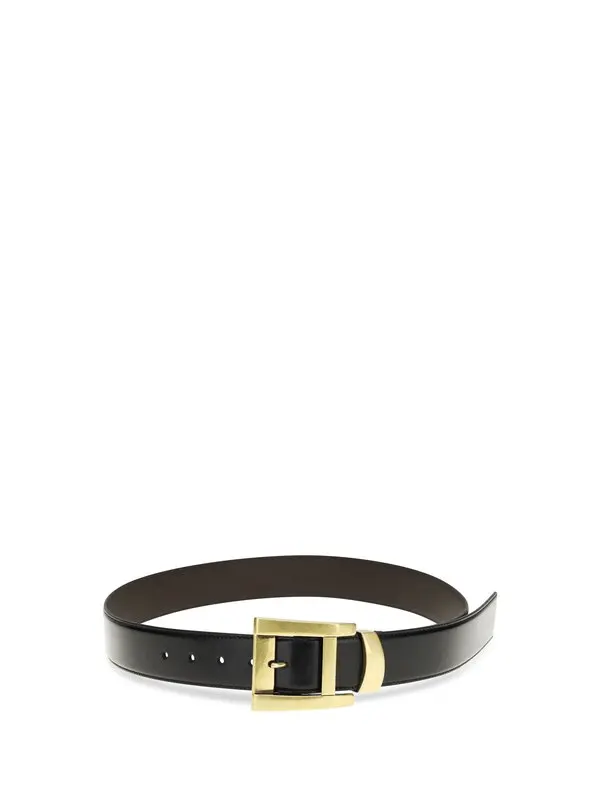 Versace Leather Belt With Logo Buckle