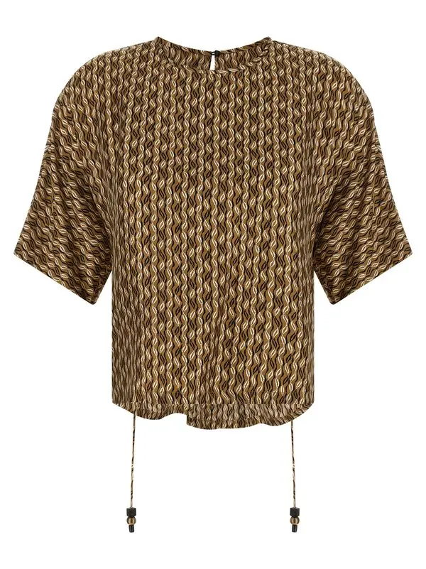 Max Mara Mxmnordica Silk Twill Blouse With Geometric Print