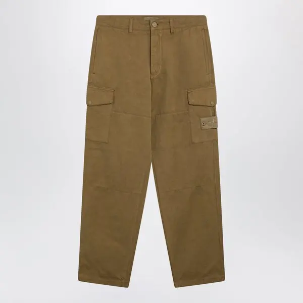 Stone Island Ghost Garment-dyed Cotton And Linen Cargo Trousers