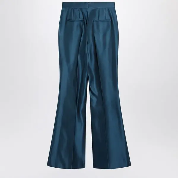 Fendi Teal Duchess Satin Charleston Trousers