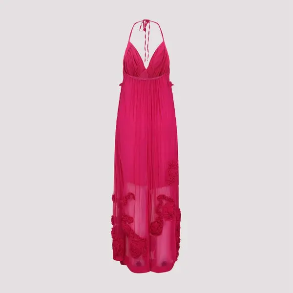 Dries Van Noten Drina Fuchsia Viscose Midi Dress