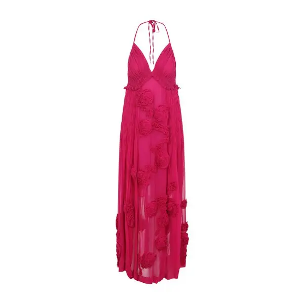 Dries Van Noten Drina Fuchsia Viscose Midi Dress - Multicolor