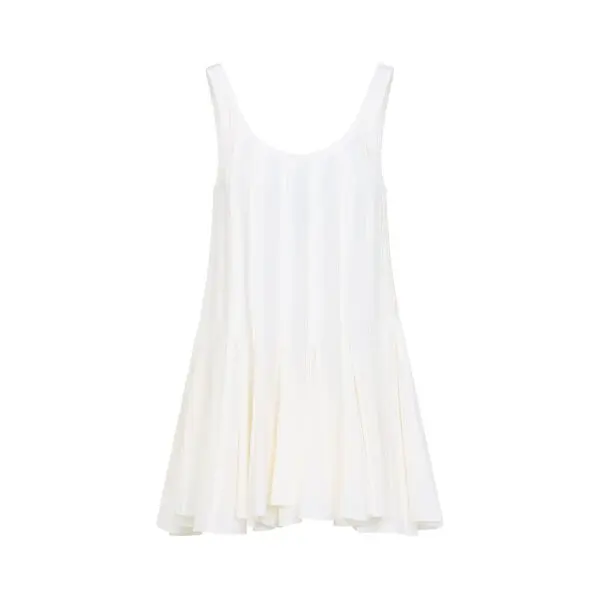 Carven Pintucked Asymmetrical Hem Silk Top
