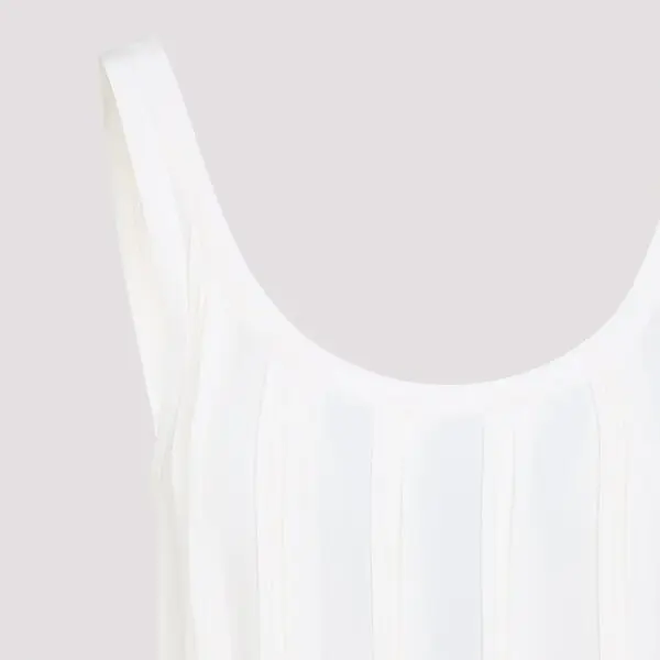 Carven Pintucked Asymmetrical Hem Silk Top