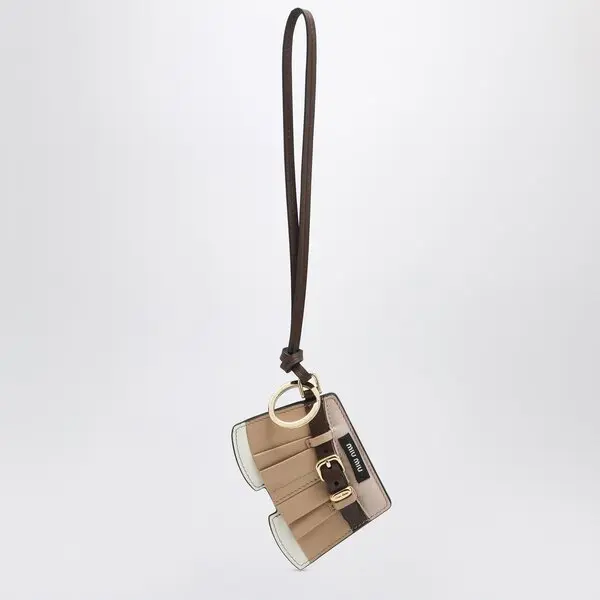 Miu Miu Leather Trick Keyring - Brown