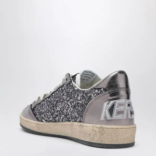 GOLDEN GOOSE Ballstar Silver Glitter Sneakers - Gray