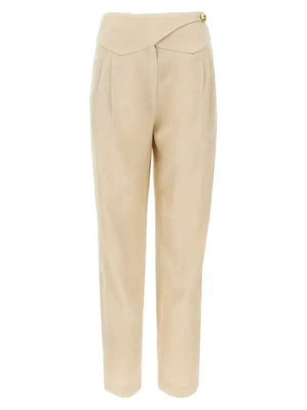 BLAZÉ MILANO Sheena Basque' High Waist Pleated Pants - Cream