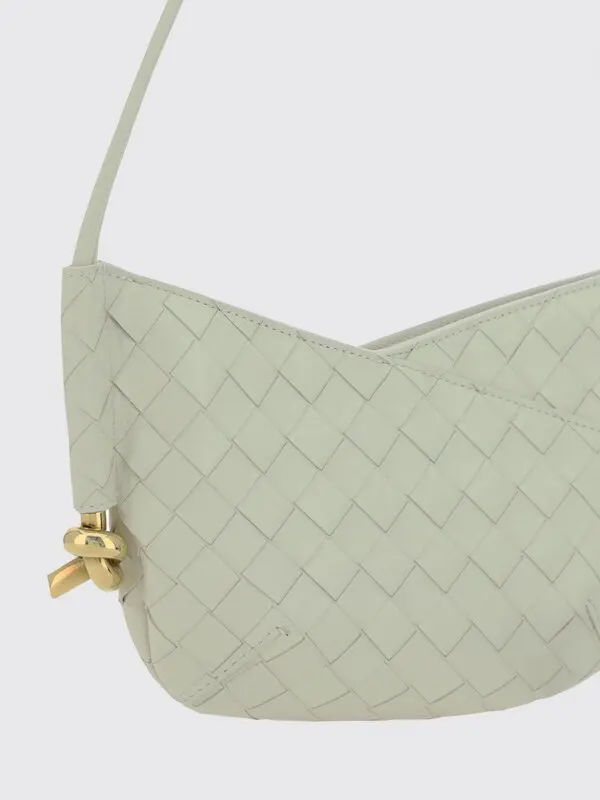 Bottega Veneta Lambskin Shoulder Bag With Knotted Detail - White