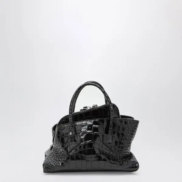 Attico La Passeggiata Mini Crocodile-effect Leather Bag - Black