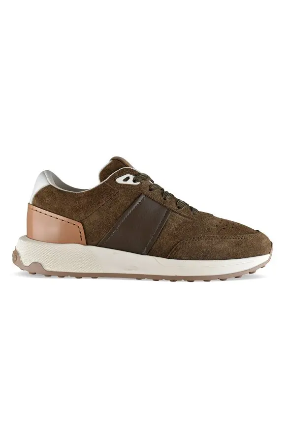 TOD'S Suede Lace-up Sneakers With Leather Inserts - Brown