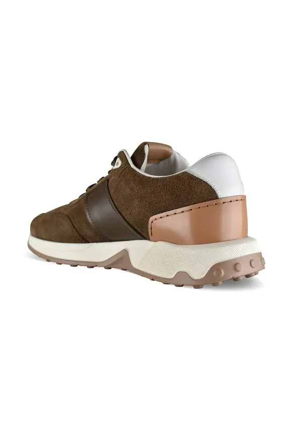 TOD'S Suede Lace-up Sneakers With Leather Inserts - Brown