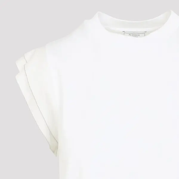Peserico Cotton Top With Silver-toned Sleeve Details