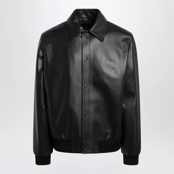 Fendi Leather Blouson With Embroidered Logo - Black