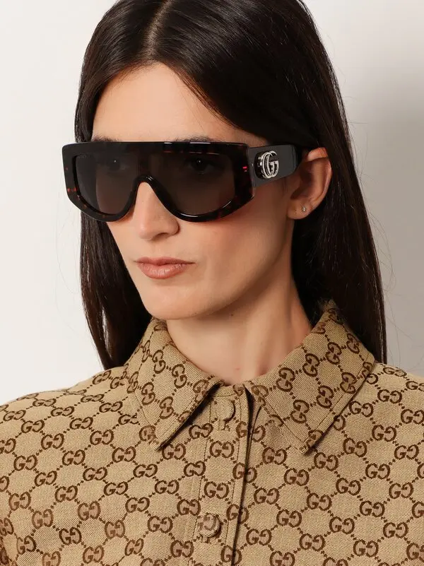 Gucci Rectangular Acetate Sunglasses With Double G Detail