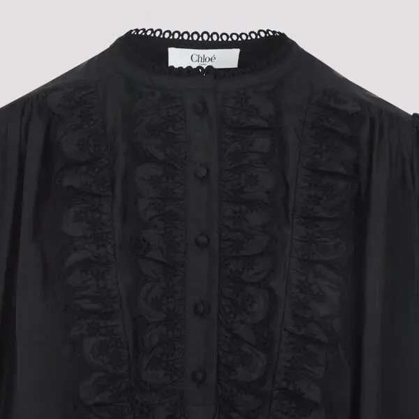 Chloé Embroidered Round Neck Top