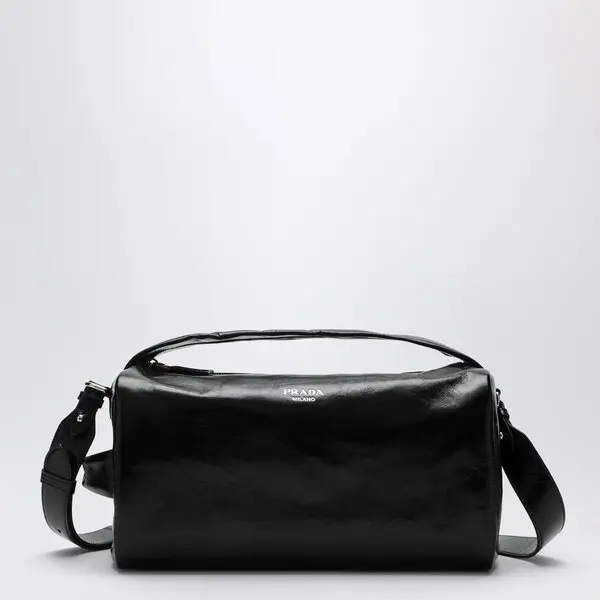 Prada Leather Bag With Glossy Finish - Black