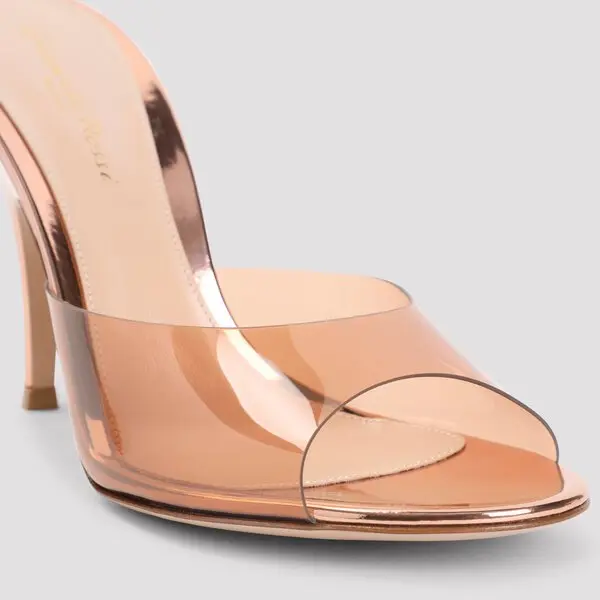 GIANVITO ROSSI Rose Gold Leather And Transparent Strap Sandals