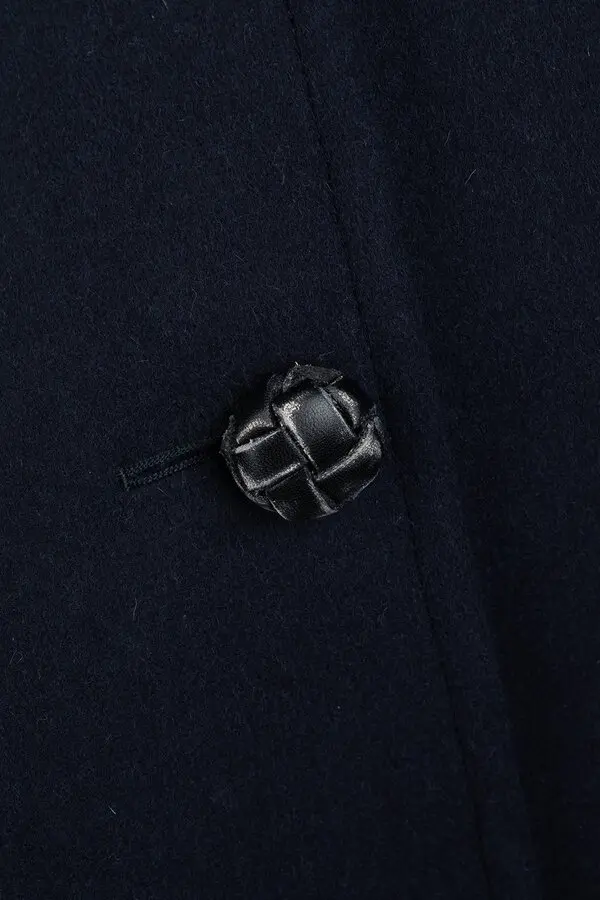 Prada Navy Blue Wool Blend Coat - Multicolor