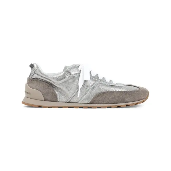 Brunello Cucinelli Titanium Grey Leather Sneakers - Multicolor