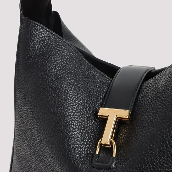 TOM FORD Calf Leather Hobo Bag With Signature T Buckle