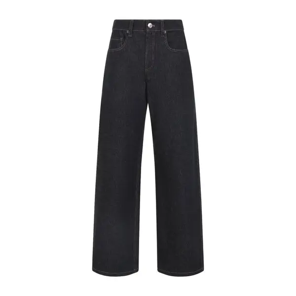 Brunello Cucinelli Wide Leg Cotton Jeans - Black