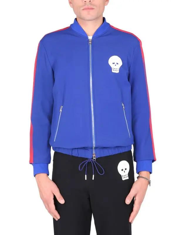 Alexander McQueen Skull Embroidered Track Jacket - Blue