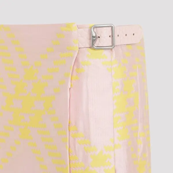 Burberry Cotton Blend Checked Skirt
