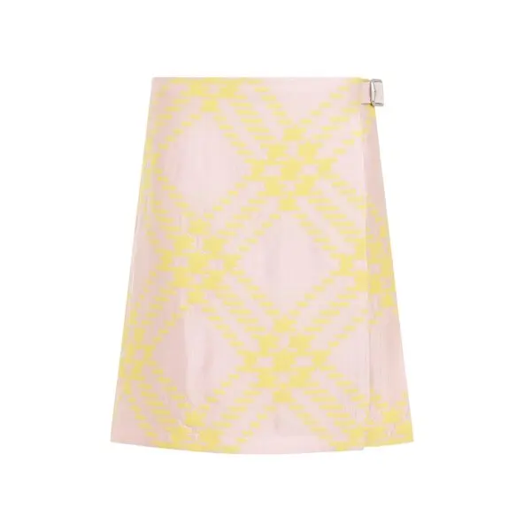 Burberry Cotton Blend Checked Skirt - Multicolor