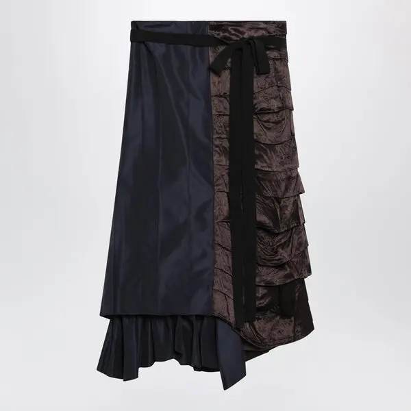 Prada Patchwork Faille Wrap Skirt - Blue