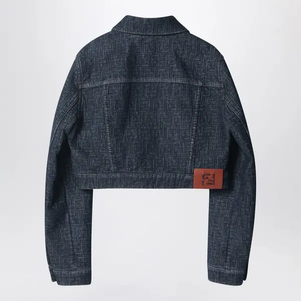 Fendi Ff Quilted Cropped Denim Jacket - Blue
