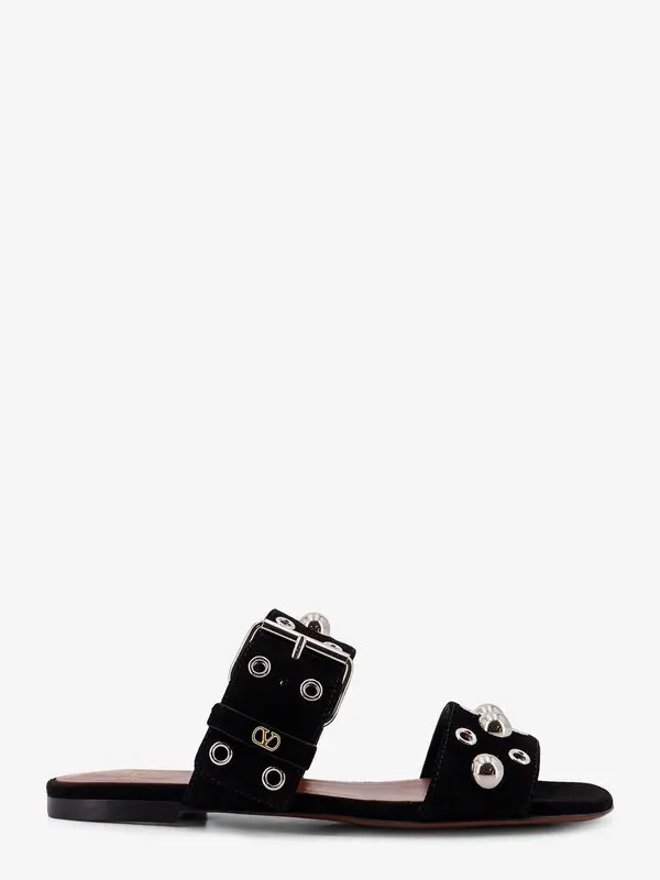 Valentino Garavani Suede Sandals With Vlogo Detail - Black