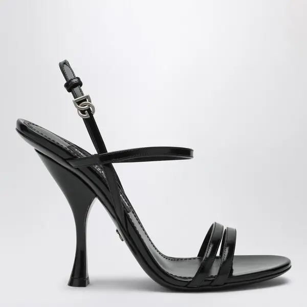 Dolce & Gabbana Polished Calf Leather Stiletto Sandals - Black