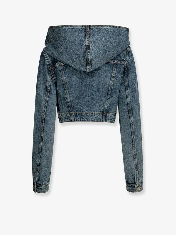Alaïa Cropped Hooded Denim Jacket - Multicolor