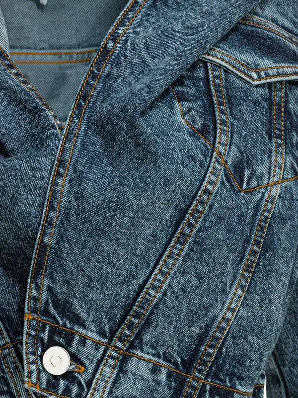 Alaïa Cropped Hooded Denim Jacket - Multicolor
