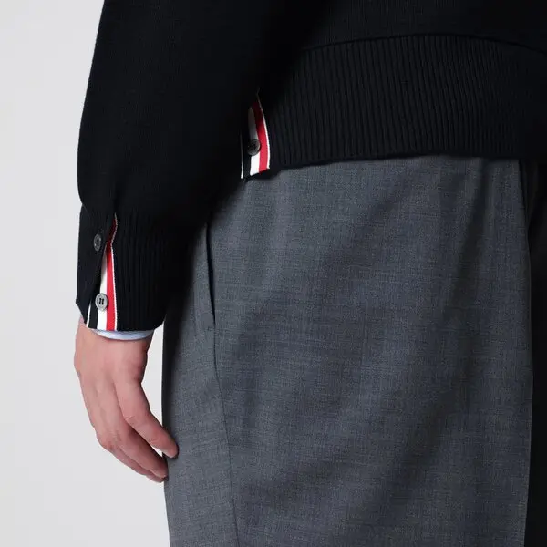 Thom Browne Navy Cotton Sweater With Tricolor Details