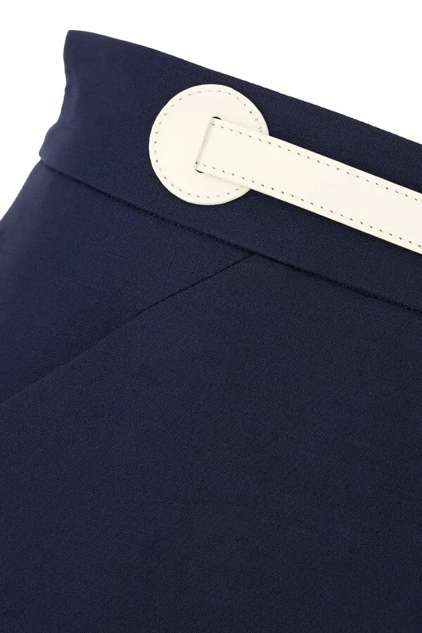 Valentino Garavani Navy Skirt With White Belt Detail - Multicolor
