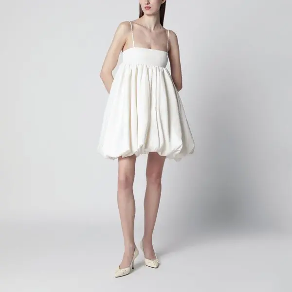 ROTATE BY BIRGER CHRISTENSEN Strapless Balloon Mini Dress In Satin - White