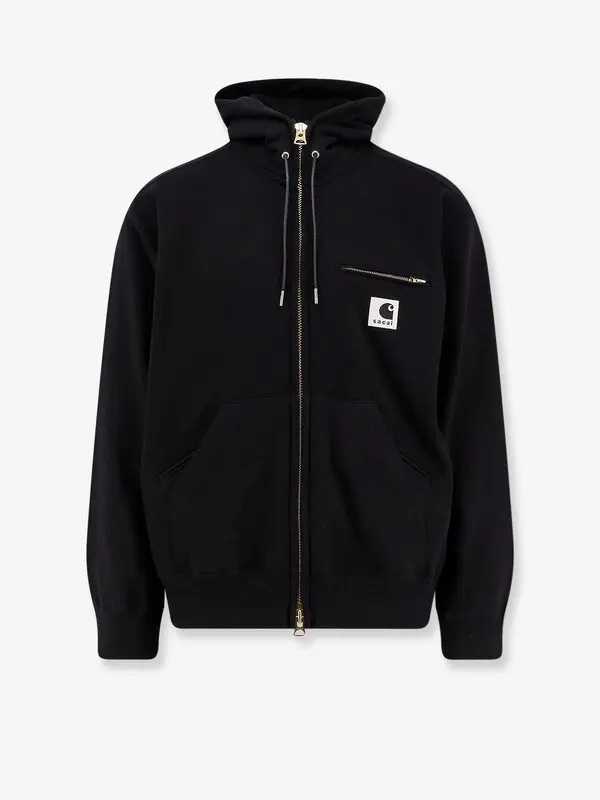 SACAI X CARHARTT WIP Cotton Zip-up Sweatshirt With Double Logo Patch - Black