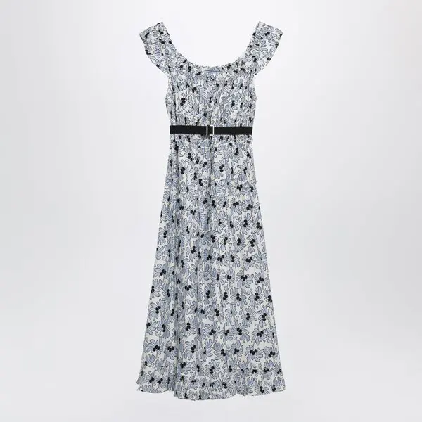Prada Floral Print Silk Midi Dress