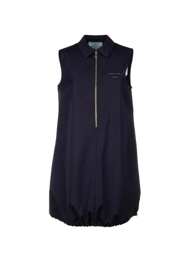 Prada Sleeveless Collared Dress With Zipper Detail - Multicolor
