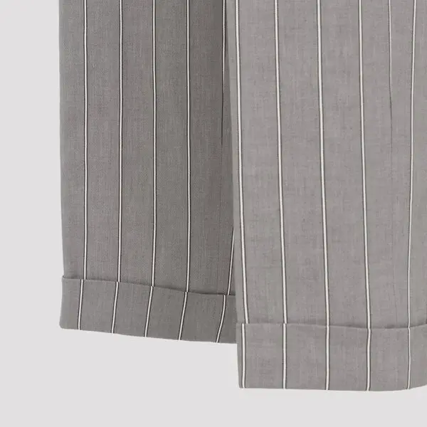 Peserico Pinstriped Linen Blend Trousers - Brown