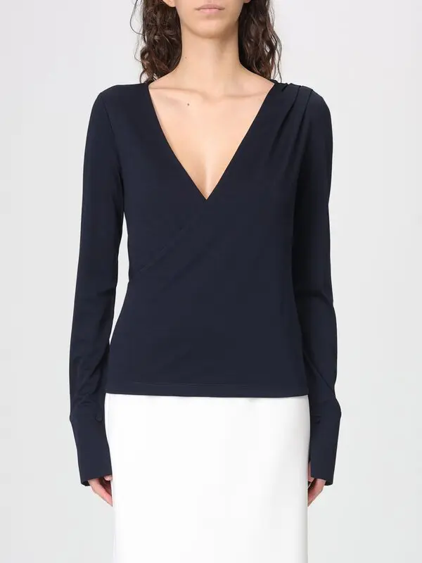 Max Mara Long Sleeve V-neck Top - Blue